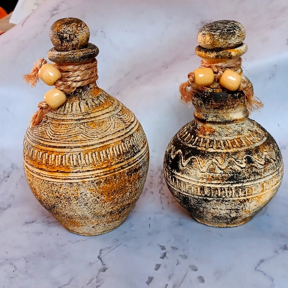 Art | Mexican Pottery Jug Vases Ancient Aztec N Maya Style | Poshmark